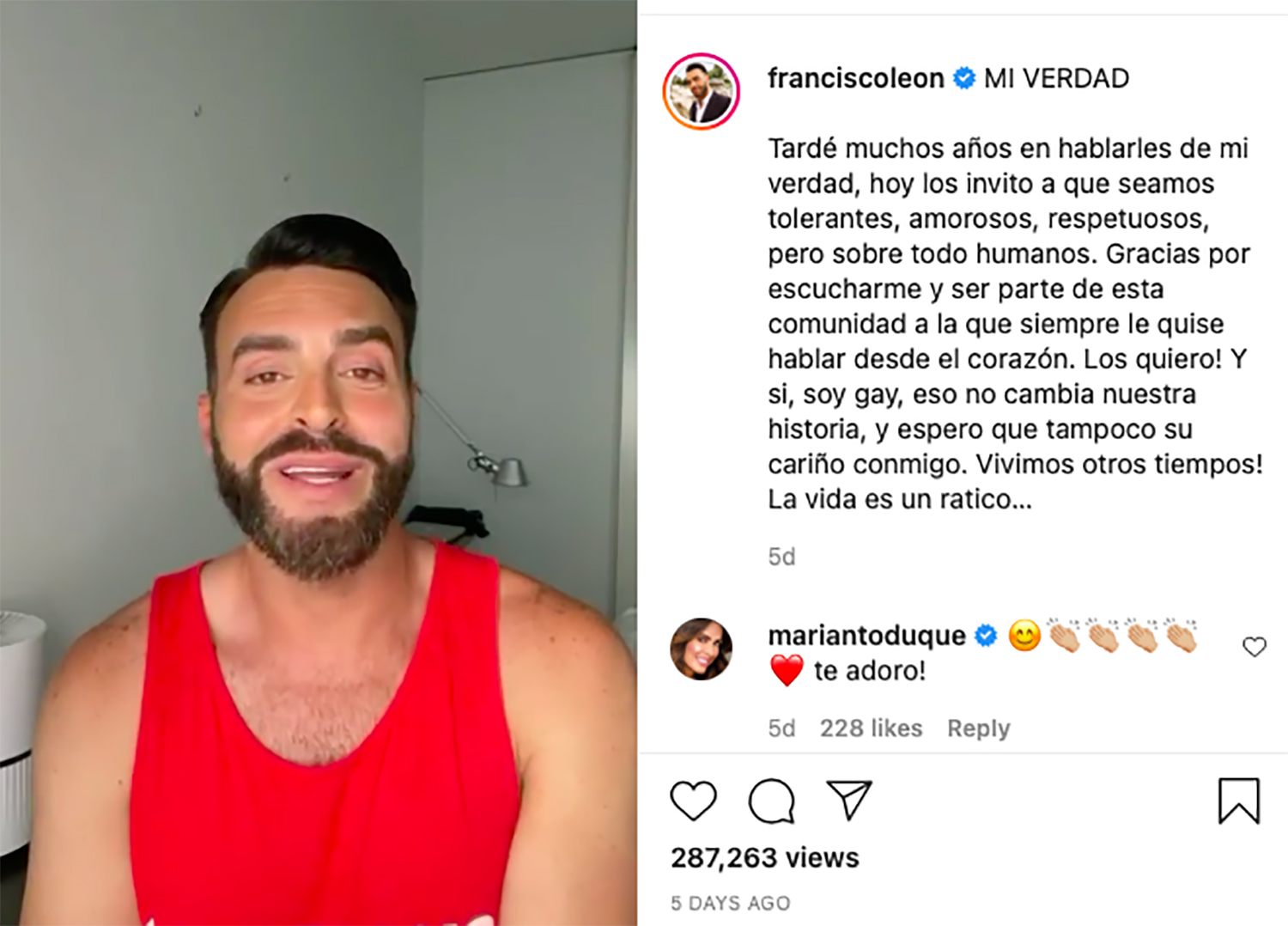 Cantante Francisco León sale del clóset en Instagram - Homosensual